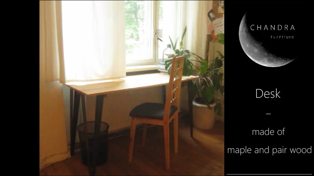 Chandra Furniture - Desk made of maple and pair wood - YouTube
