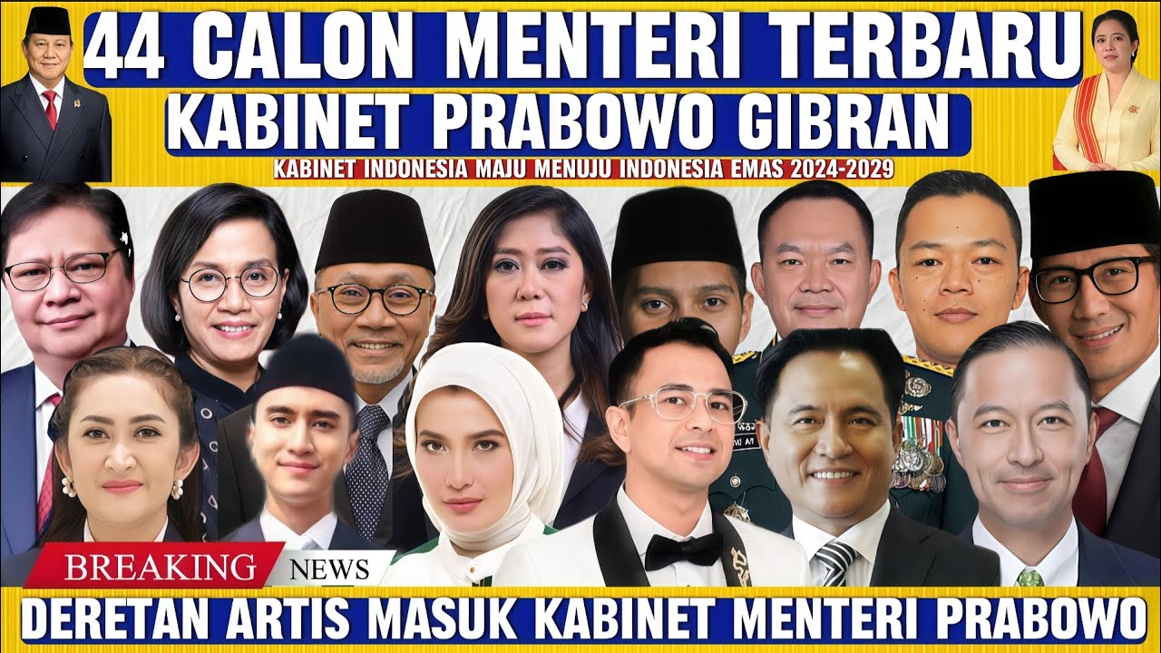 DAFTAR NAMA CALON MENTERI DI KABINET PRABOWO-GIBRAN TERBARU 2024-2029 ...