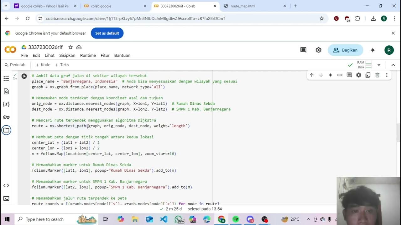 "Menentukan Rute Terpendek di Banjarnegara dengan Python,OSMnx,NetworkX,dan Algoritma Dijkstra ...