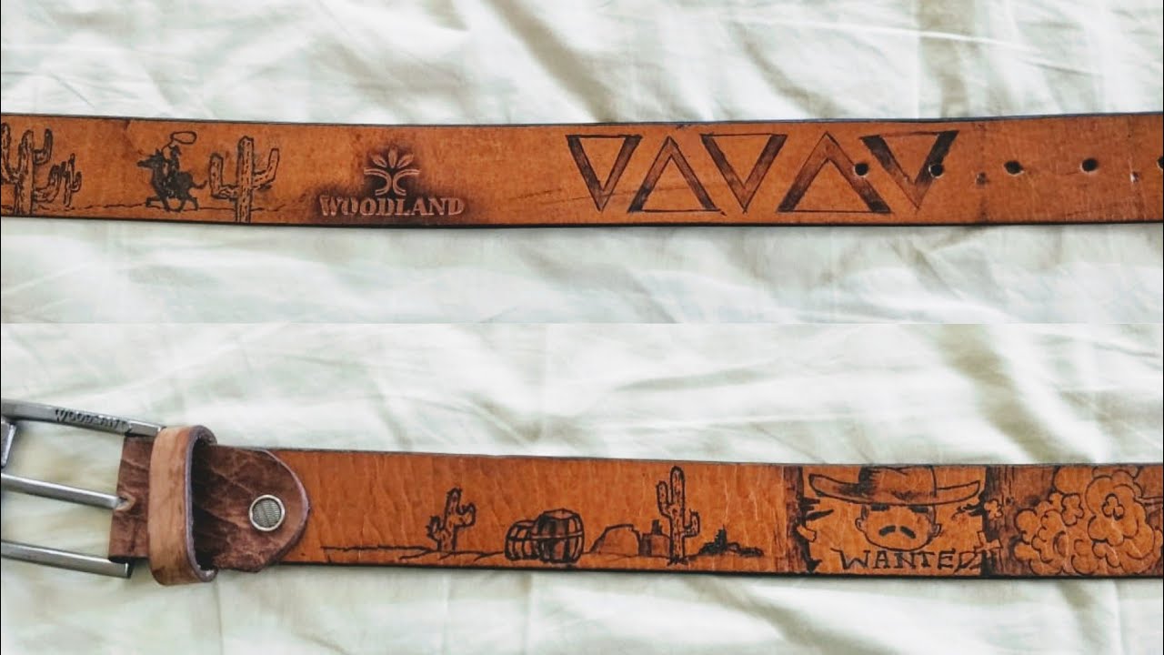 Wild west style Leather Burning art on Belt with CUTART PYROGRAPHY PENS ...