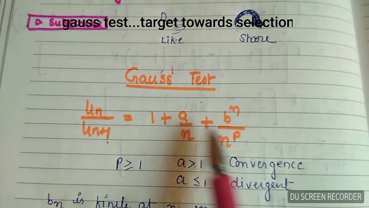 Gauss's test .... infinite series test..convergent or divergent - YouTube