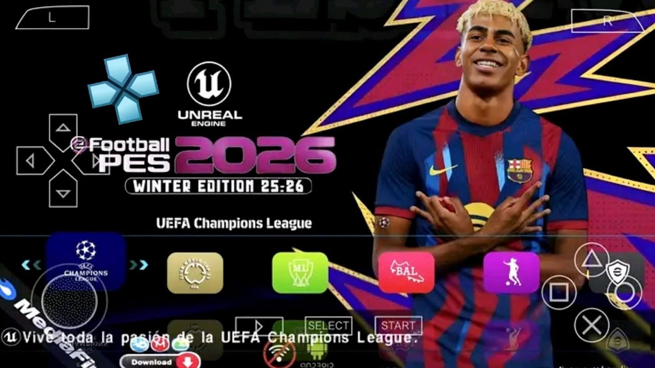 eFootball PES 2026 PPSSPP Android Offline Full Update Club, UCL ...