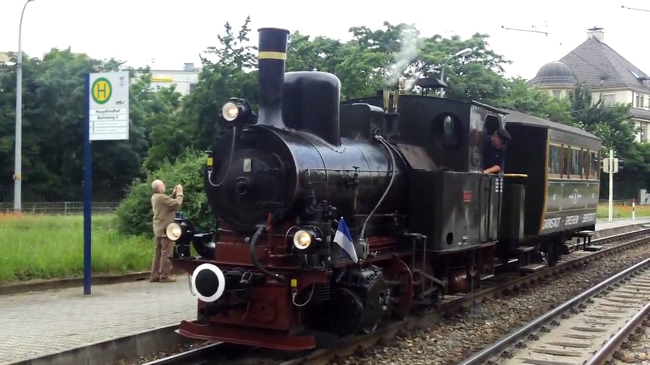 MA-Feudenheim "gemischter Fahrbetrieb" Dampflok & Tram - YouTube