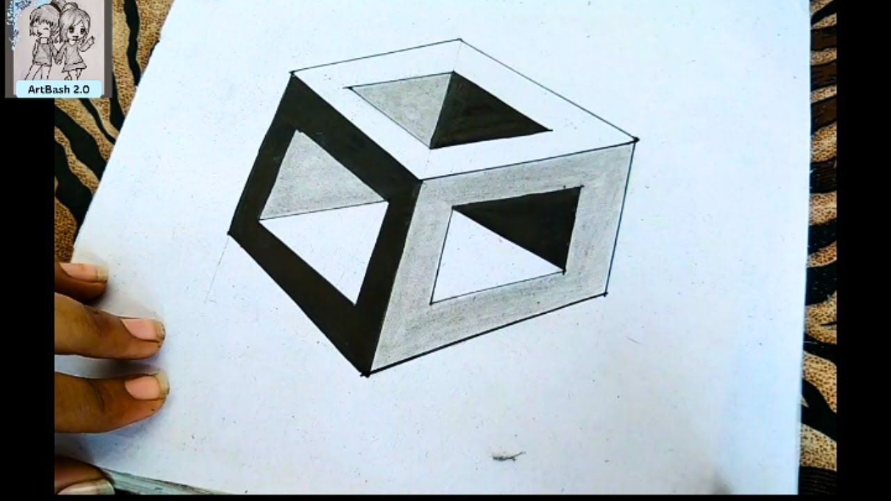 #3d drawing ll 3d shapes drawing ll square 3d shape ll 3d shapes ...