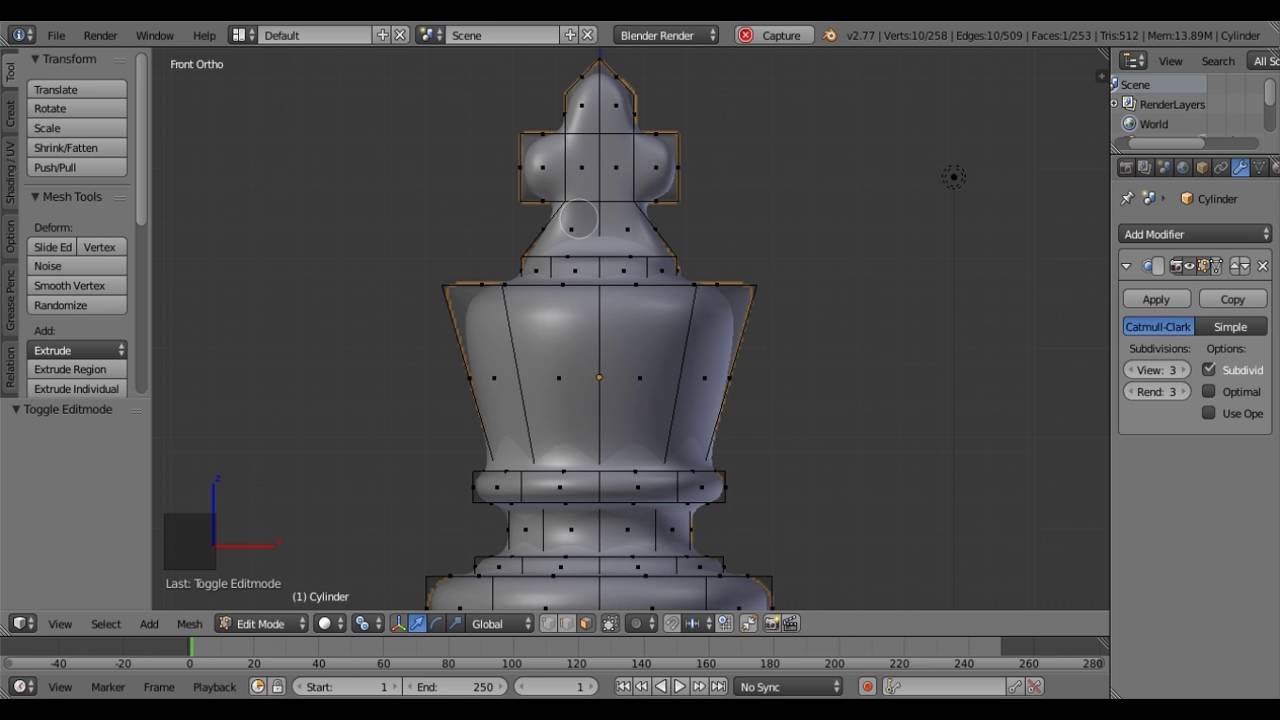 king chess piece modeling in blender - HD - YouTube