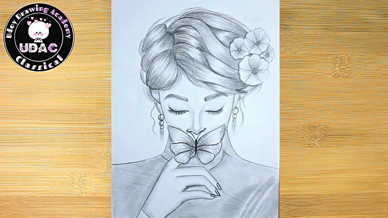 HOW TO DRAW A GIRL WITH BEAUTIFUL HEAIR STYLE || A GIRL WITH BEAUTIFUL ...