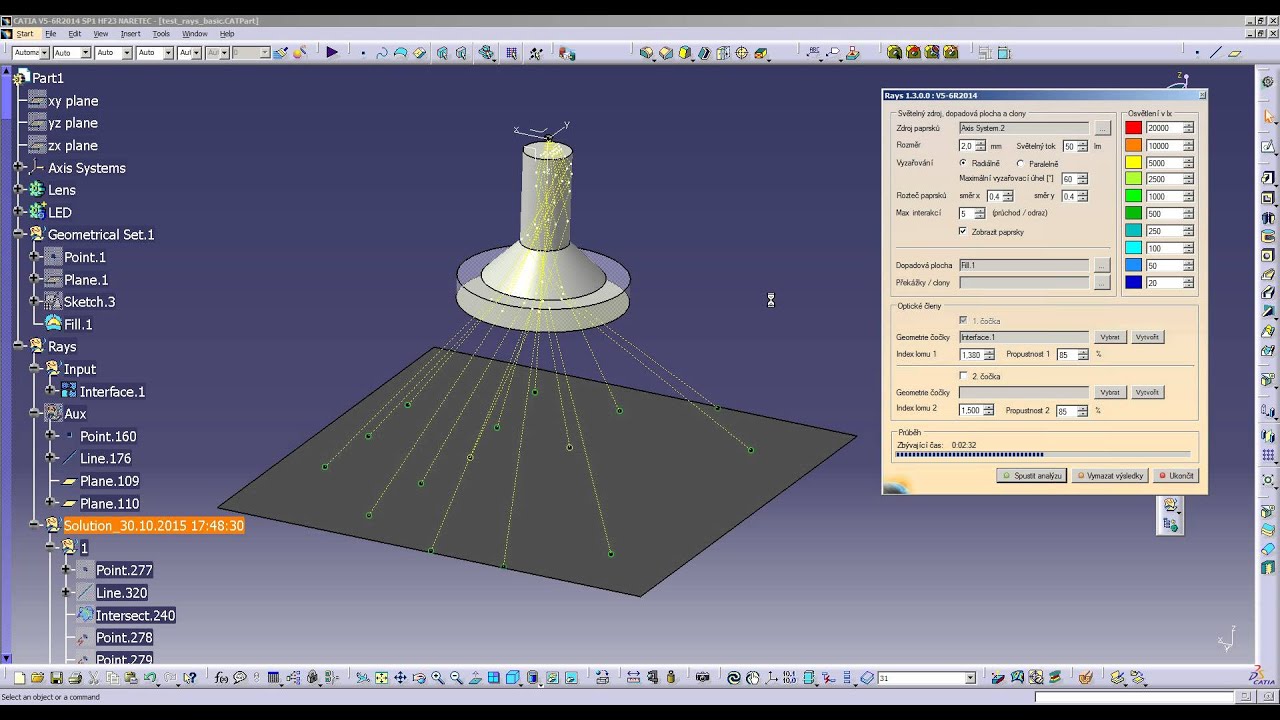 CATIA V5 macro - Rays - Optics simulation with rays creation - YouTube