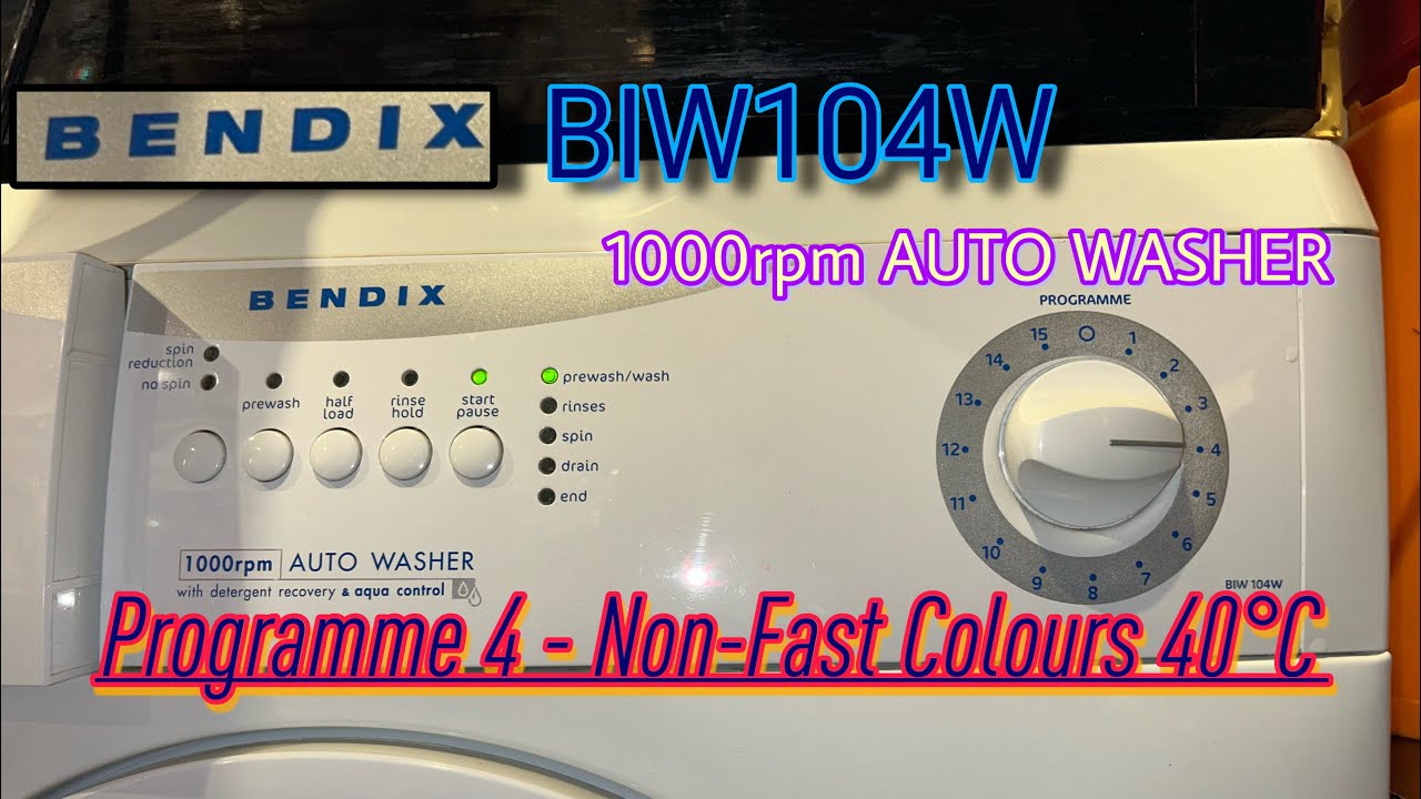 Bendix BIW104W 1000rpm AUTOWASHER: Programme 4 - Non-Fast Colours 40ºC ...