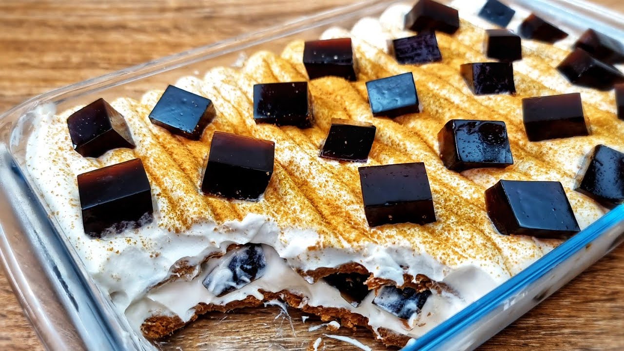 Coffee jelly graham dessert - YouTube