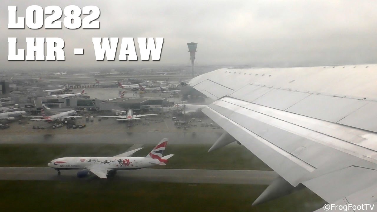 LOT - Boeing 737-400 takeoff London Heathrow Airport - YouTube