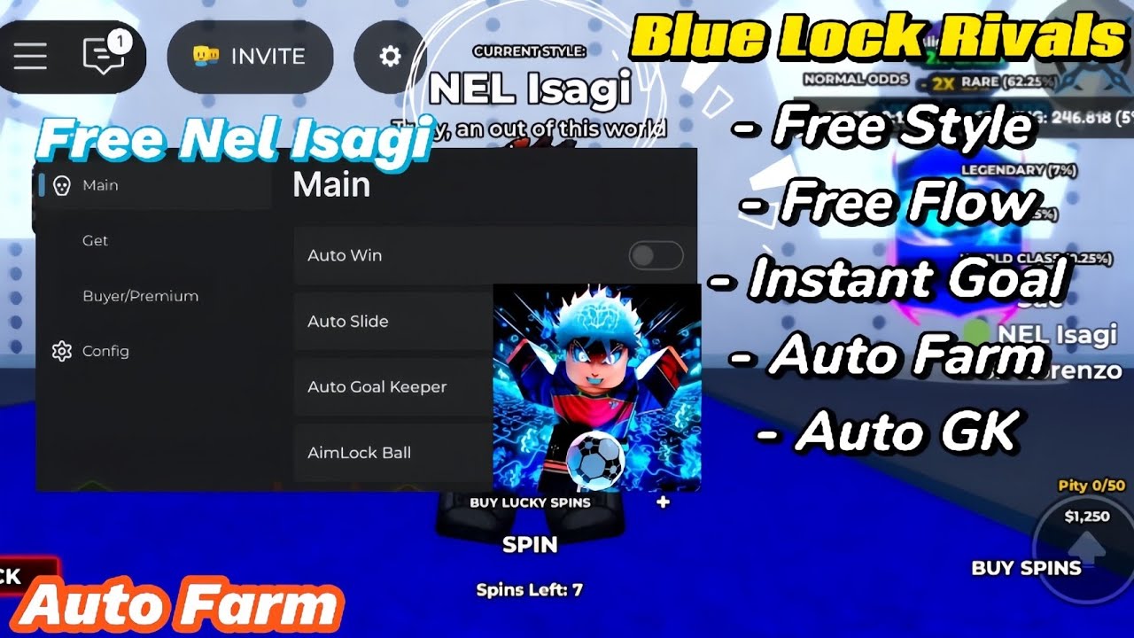 BEST BLUE LOCK RIVALS SCRIPT FREE STYLE NEL ISAGI, FLOW, AUTO FARM, INSTANT GOAL, AUTO GOAL ...