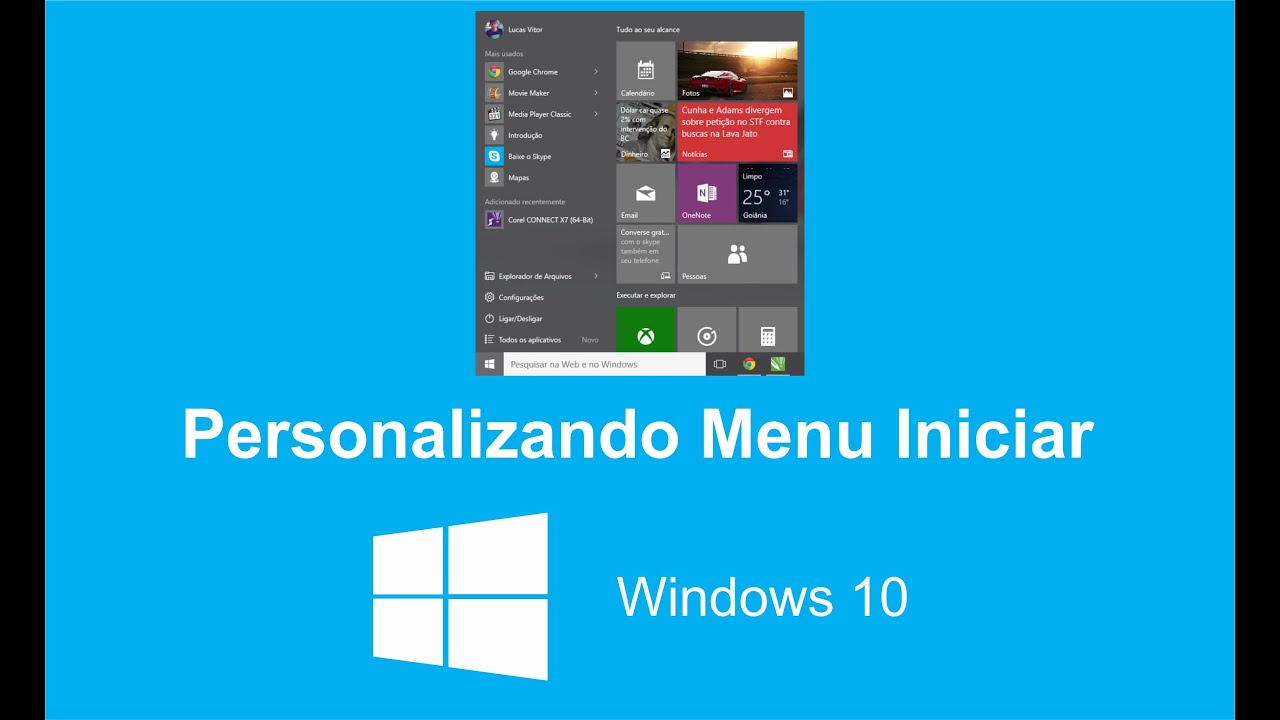 Como personalizar o menu iniciar - Windows 10 - YouTube
