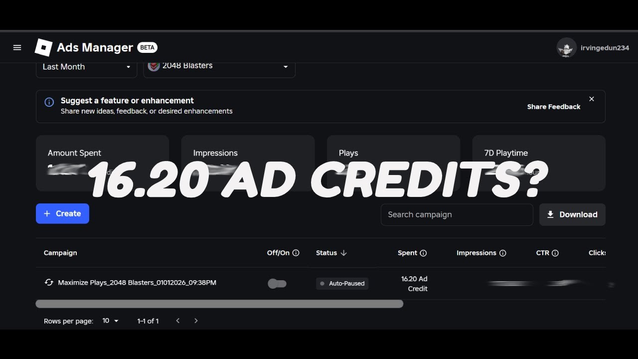 I Spent 16.20 Ad Credits To Sponsor My Roblox Game, Here Are The ...