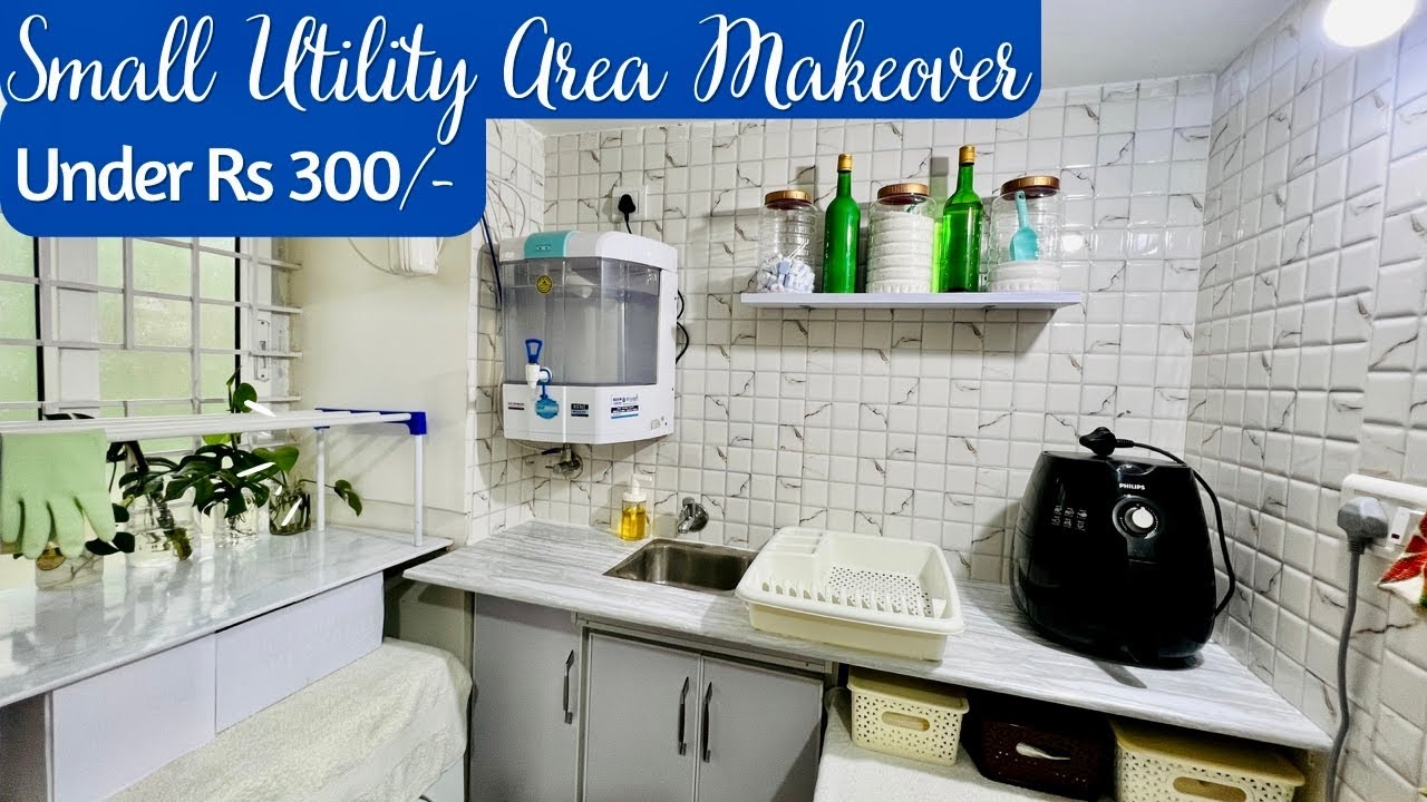 Our 35sqft Utility Area Makeover Under Rs.300 | Small Utility Area ...