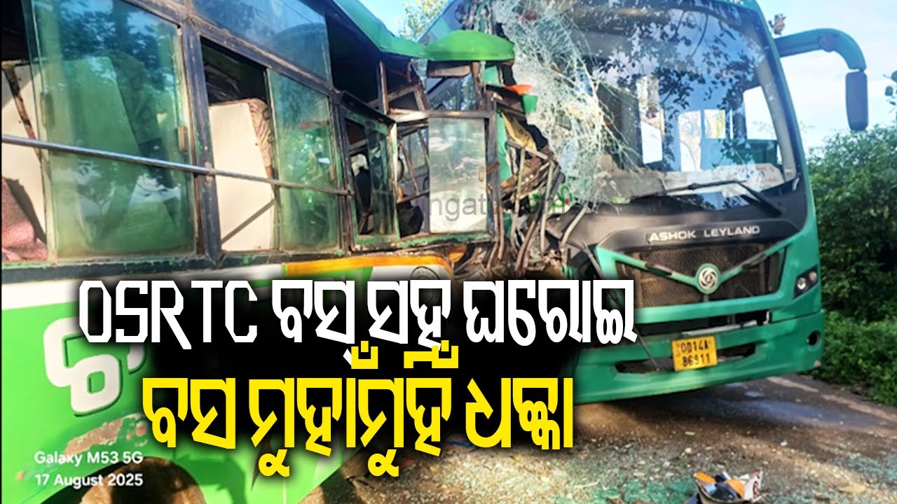 Narrow escape for ten passengers as a private bus rammed with a OSRTC ...