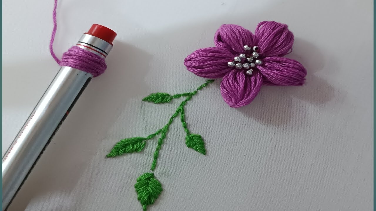 very easy flower design with pen.embroidery design for beginners ...