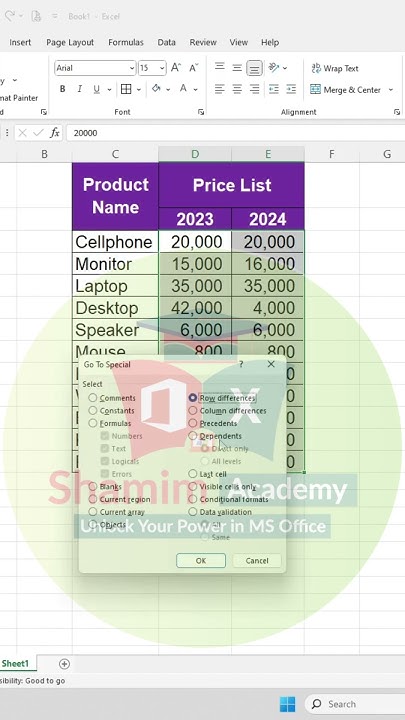 Excel Tips: Highlight Price Changes with 'Go To Special' #exceltech #excelshortcuts #exceltips ...