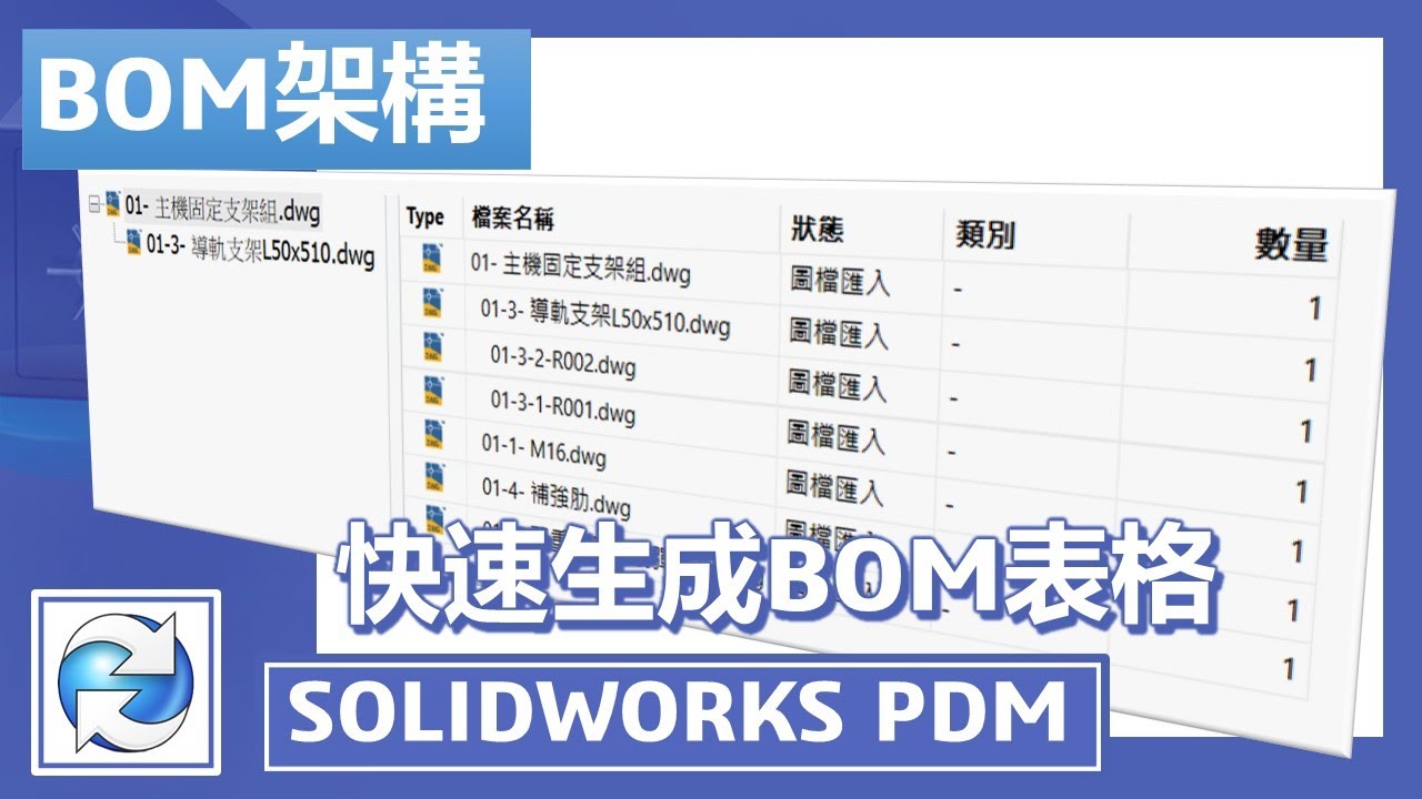 PDM快速生成2D圖BOM表格 - YouTube