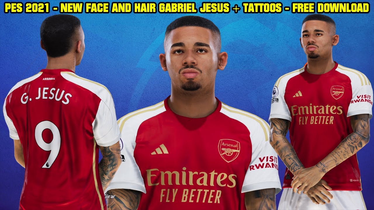 PES 2021 - NEW FACE AND HAIR GABRIEL JESUS 2023 - 4K - YouTube