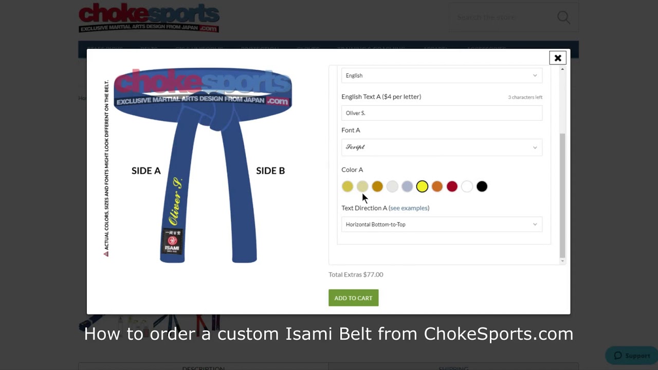 How to order a custom Isami Color Belt from ChokeSports.com - YouTube