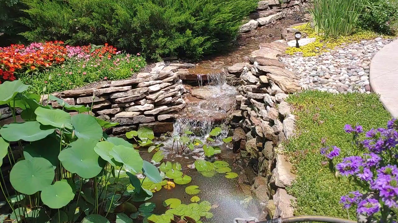 Beautiful backyard water feature - YouTube