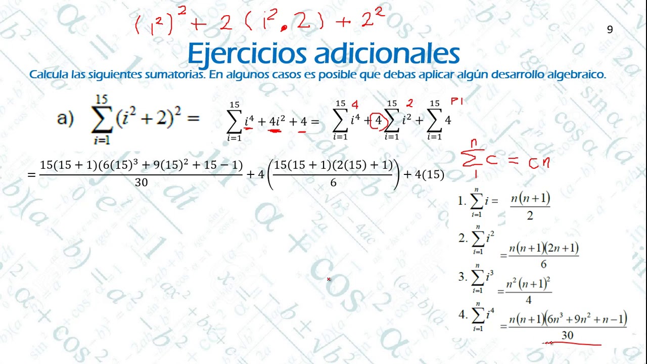 PROPIEDADES Y FÓRMULAS DE LA NOTACIÓN SIGMA EJERCICIOS PARTE 2 - YouTube