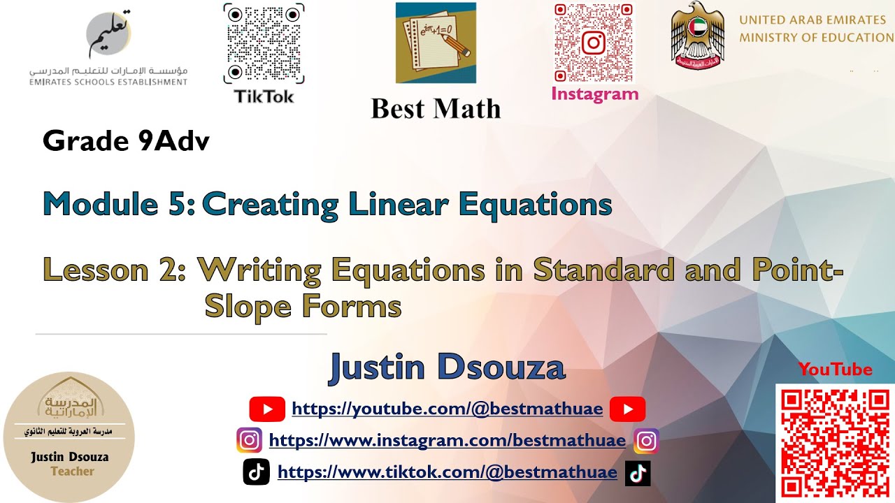 Writing Equations in Standard and Point Slope Forms [Module 5 Lesson 2 ...