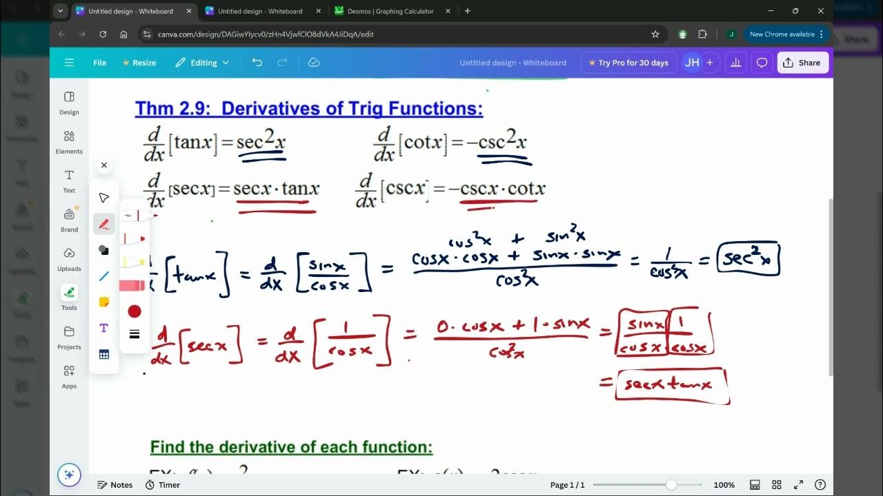 Derivatives of Trig Functions - YouTube