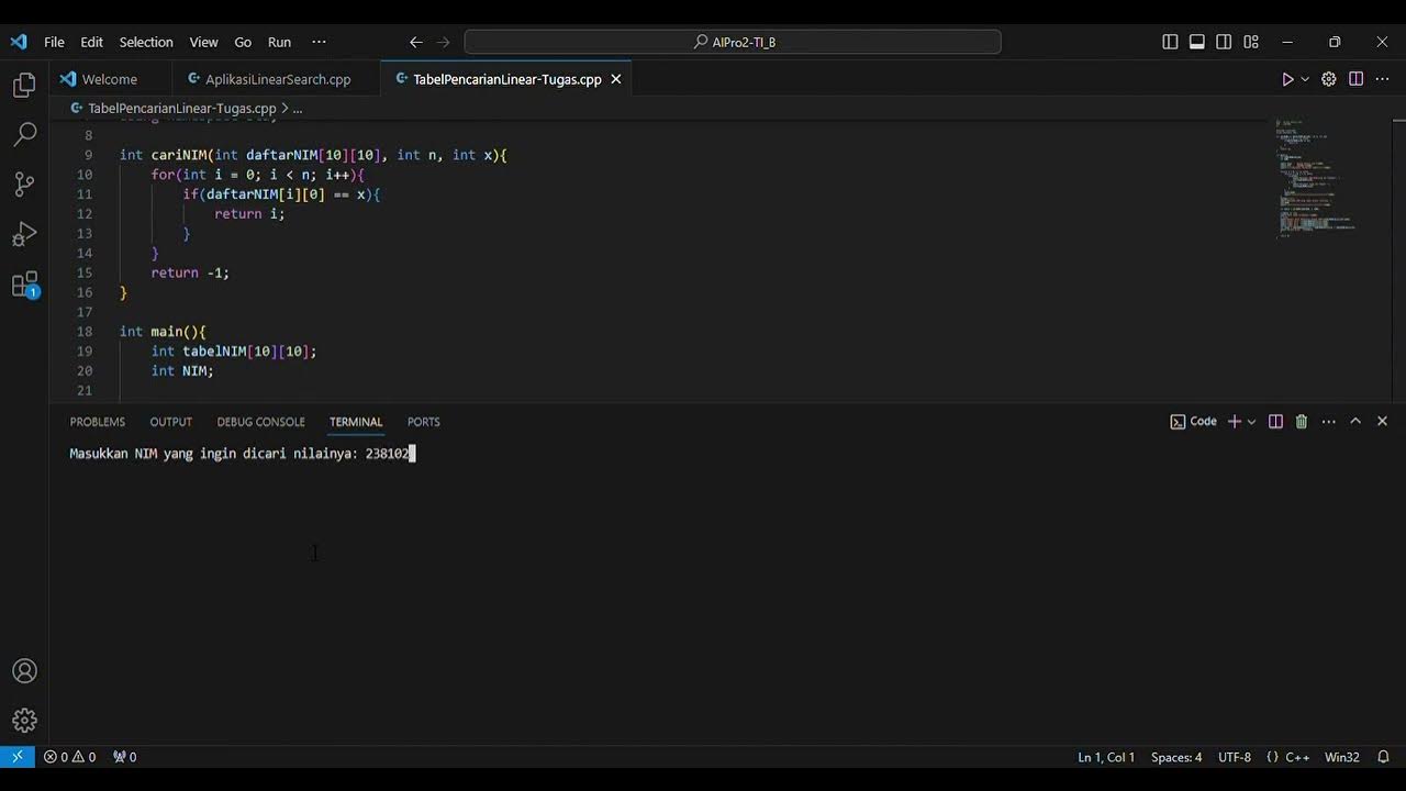 Tabel Pencarian Linear | Algoritma & Pemrograman II - YouTube