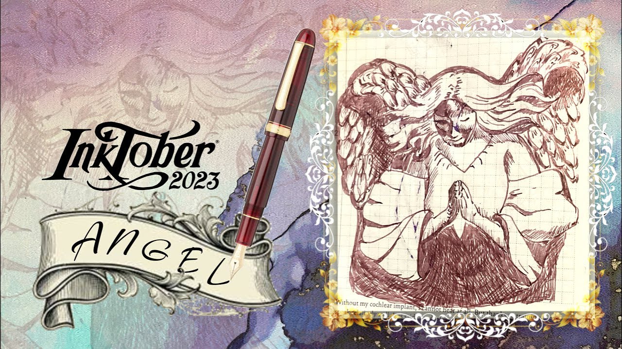 INKTOBER 2023 [ ANGEL ] [ 16 ] with #fountainpen #platinum #3776 ...
