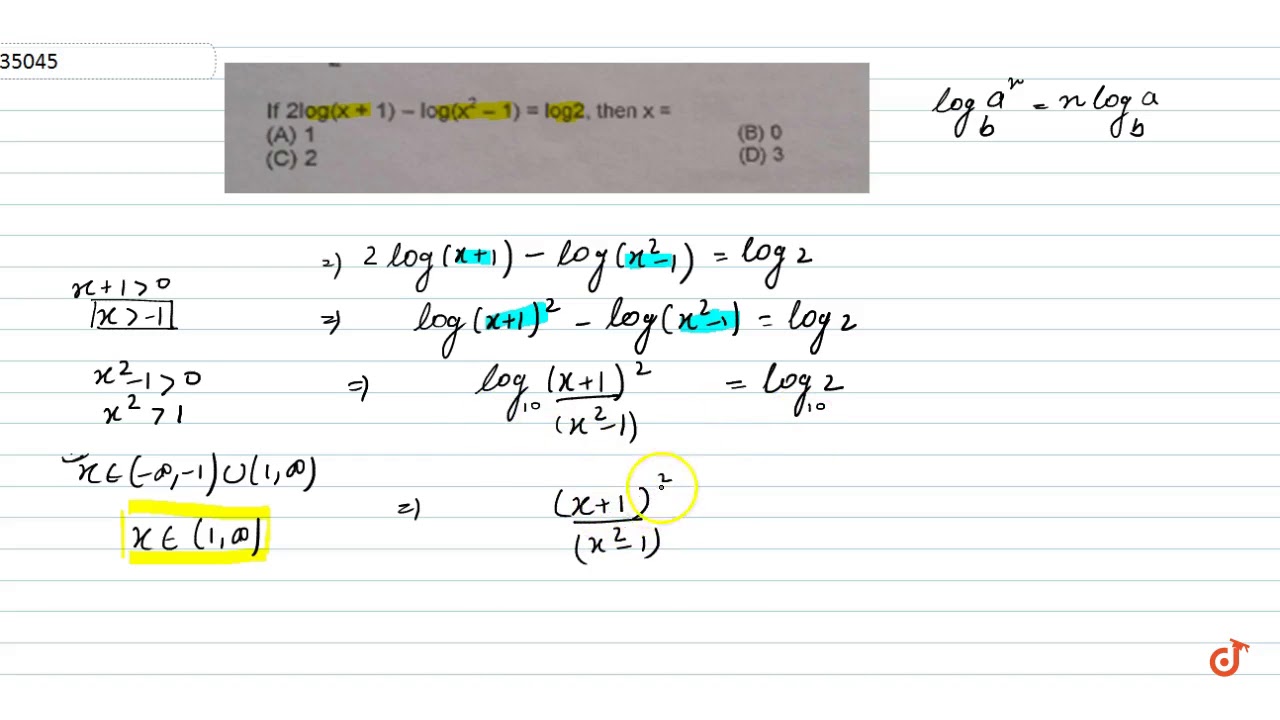 Solve The Following Equations i x 1 log 10x 10x Youtube 42F