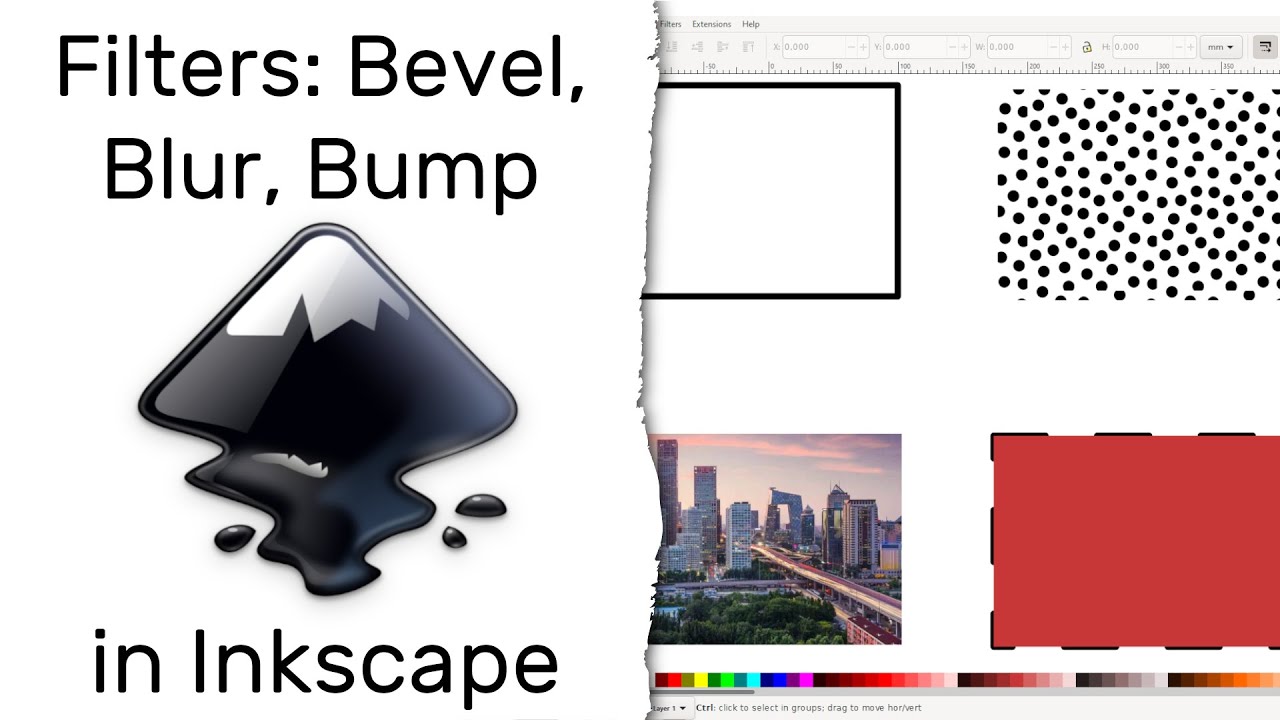 Inkscape - Filters - Bevels, Blurs, Bumps. - YouTube