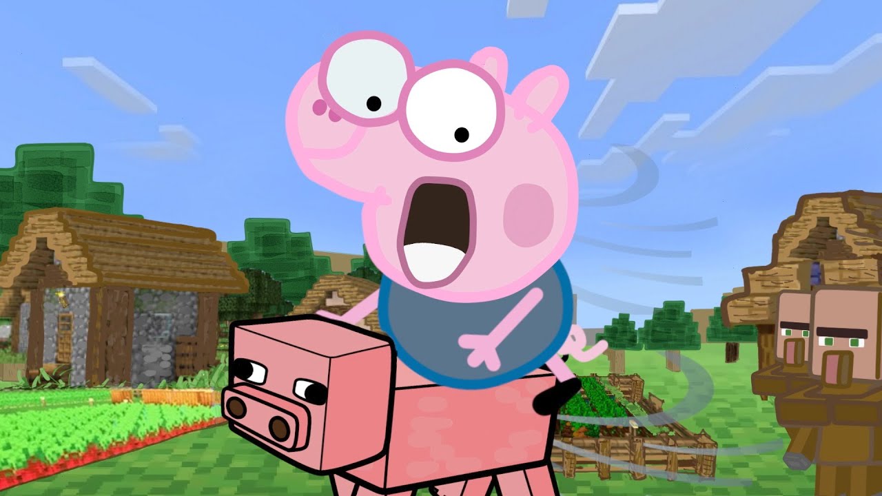 Peppa Pig George Plays Minecraft Funny Animation Parody 【Peppa pig ...