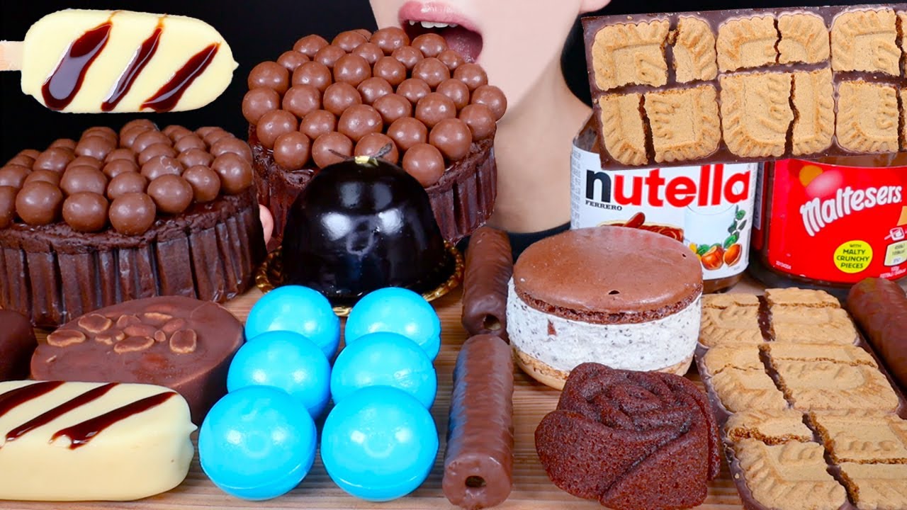 ASMR MALTESERS MAGNUM CHOCOLATE ICE CREAM CAKE DESSERT MUKBANG 몰티져스 초콜릿 ...