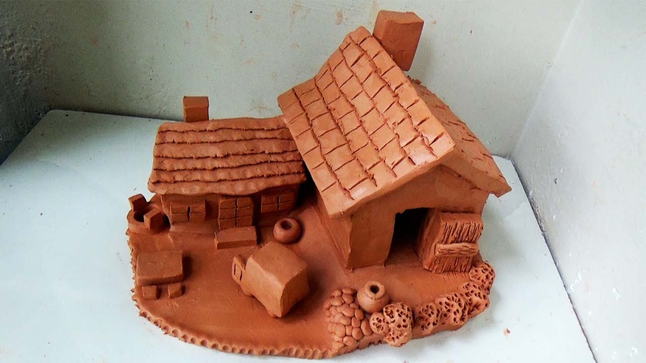 DIY Make a cottage using mud clay - Mini House, Truck and Garden - YouTube