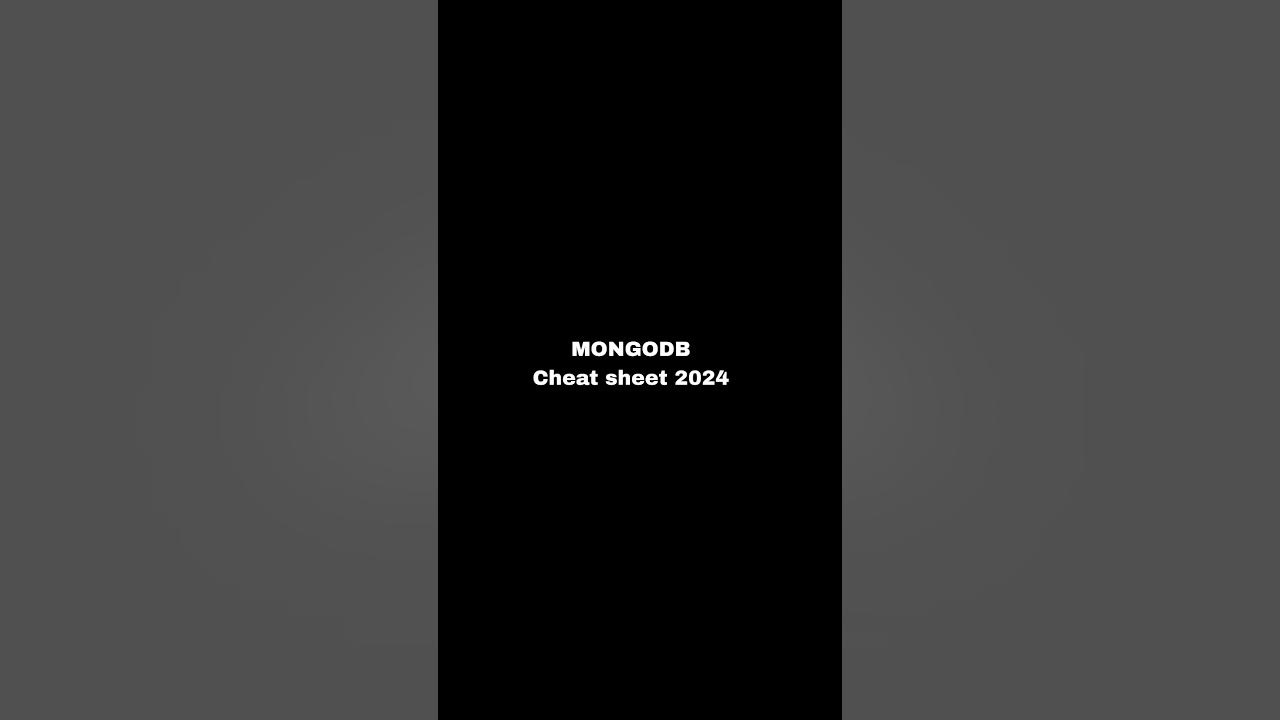 Mongodb Cheat Sheet Trending Coding Database Shortviral Shortsvideo Code Youtube