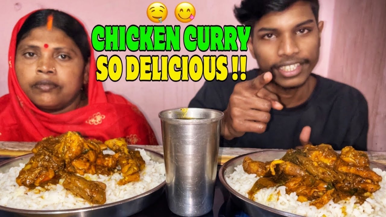 Eating Show - Rice With Spicy 🔥Chicken Curry | Big Bites | GP Eating ...