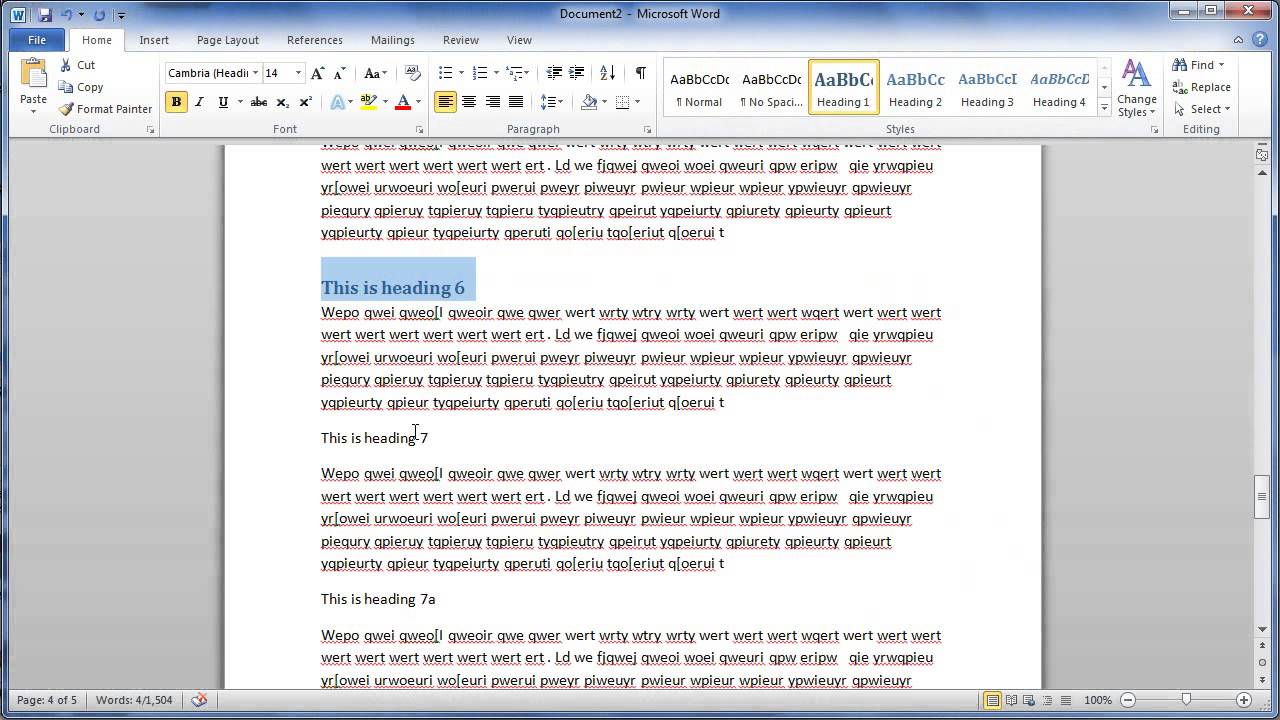 MS Word Heading Styles and Table of Contents - CADclips - YouTube