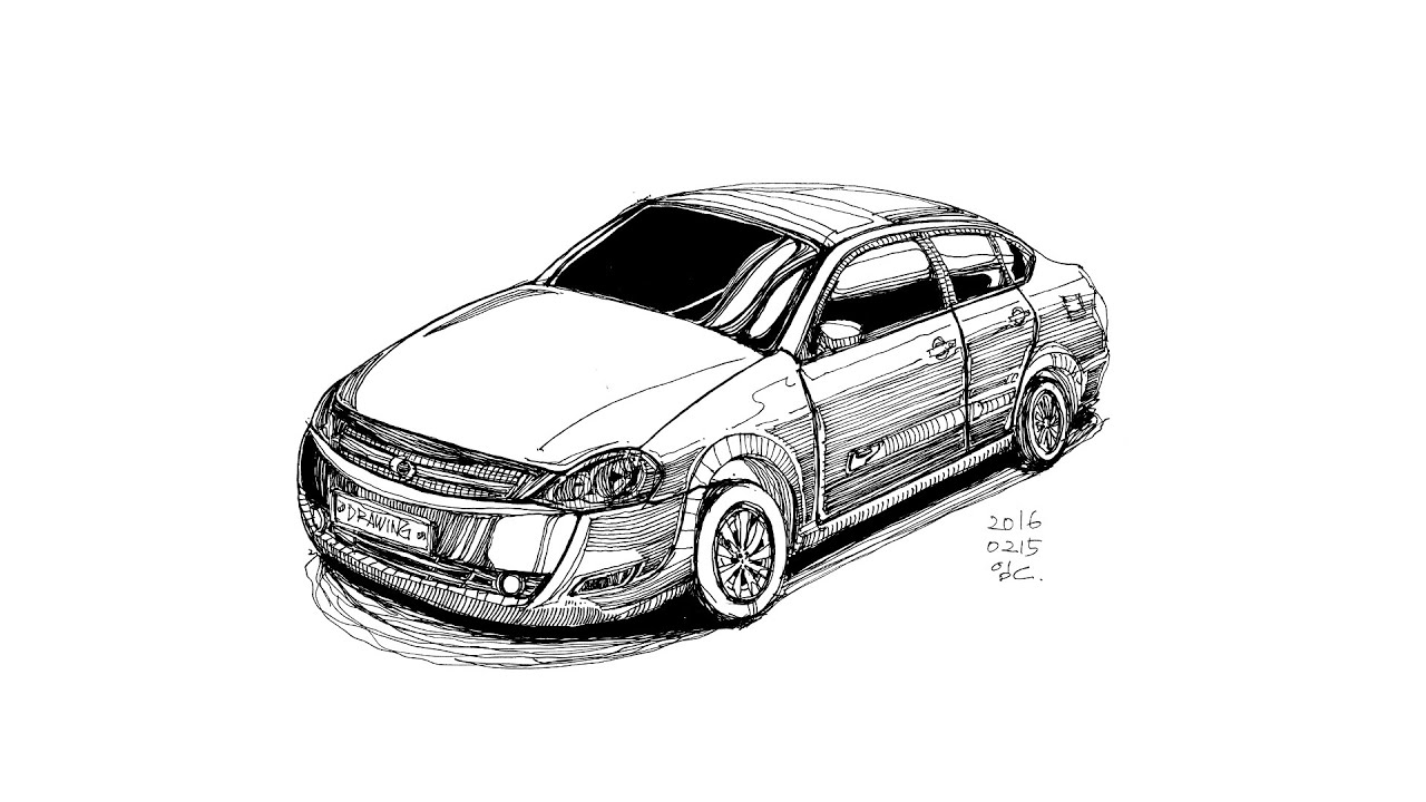 자동차 그리기 삼성 SM5 LE -How to Draw a Car Samsung motors Model 5 LE[더드로잉뮤지엄 ...