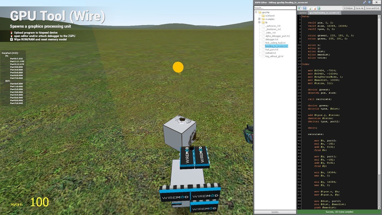 Garry's Mod Wiremod. ZGPU Testing heading to screen - YouTube