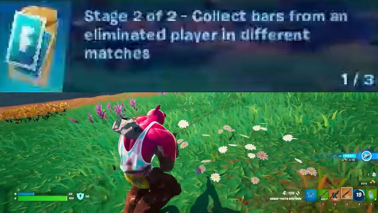 Collect bars from am eliminated players in different matches Fortnite ...