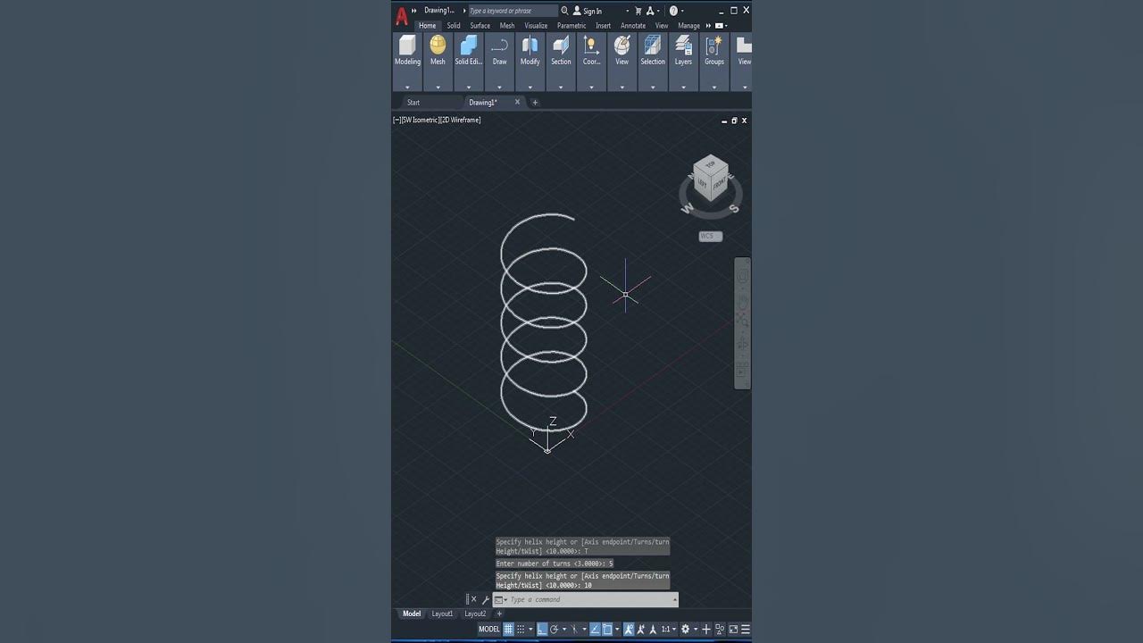 AutoCAD 3D, 3D Modeling, command helix used #shorts - YouTube