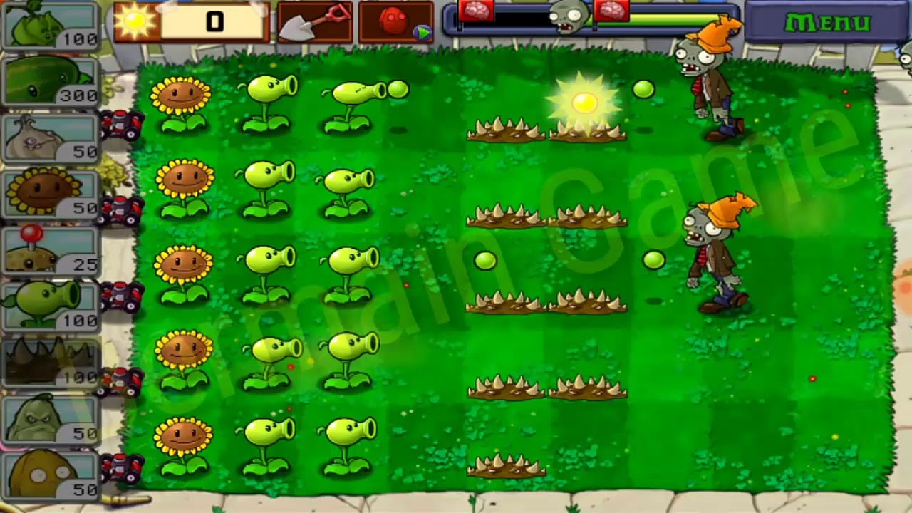 bermain game plants vs zombies stage 1-3 succes - YouTube