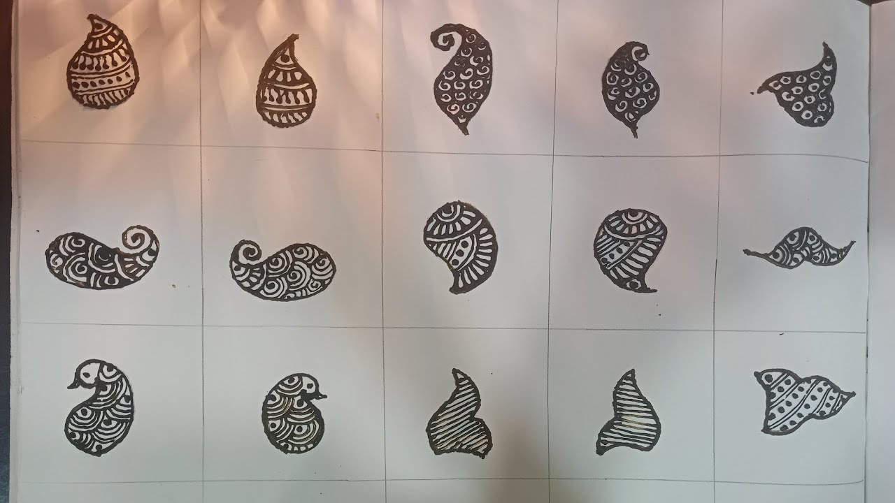 Mehndi class - 2🟣 | Basic shapes of mehndi designs | Mehndi shape ...