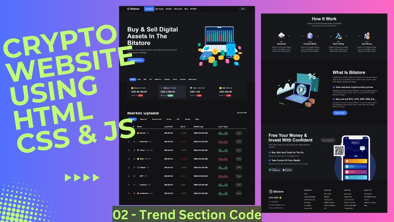 Create A Responsive Crypto Website Using Html Css Javascript With 0700