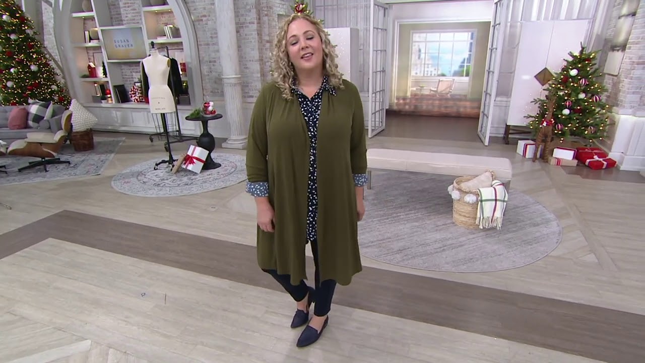 Every Day by Susan Graver Liquid Knit Fit & Flare Duster Cardigan on ...