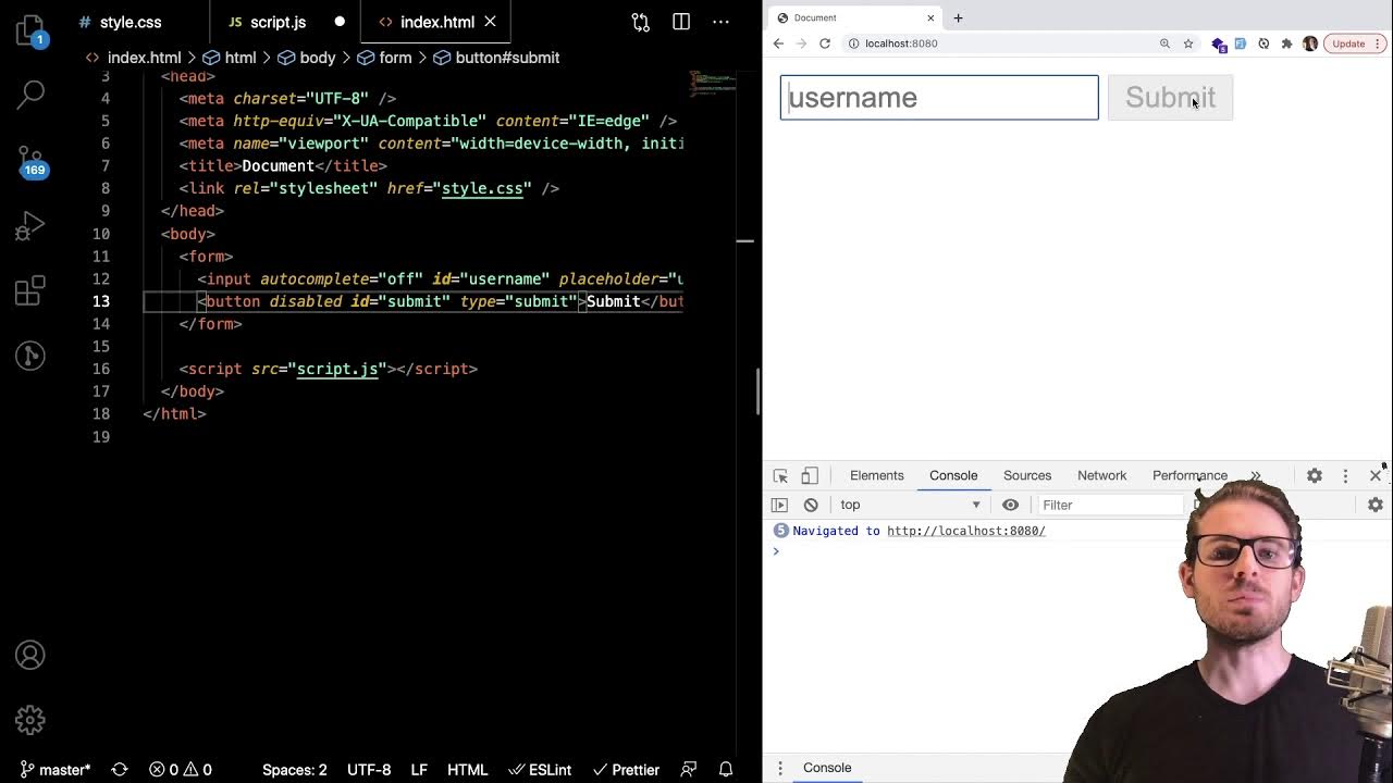 How to dynamically disable a form button using Javascript, HTML, and ...