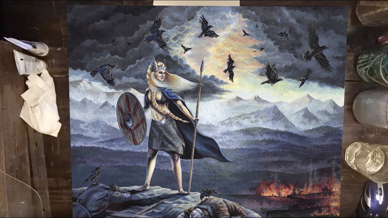 Speed Painting of a Valkyrie and Crows - YouTube