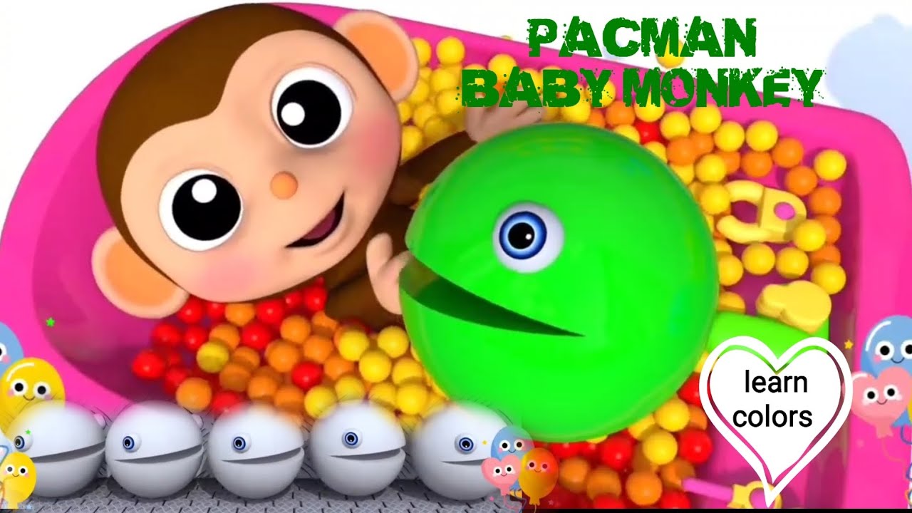 pacman and baby monkey | learn colors with pacman | pacman watermelon ...