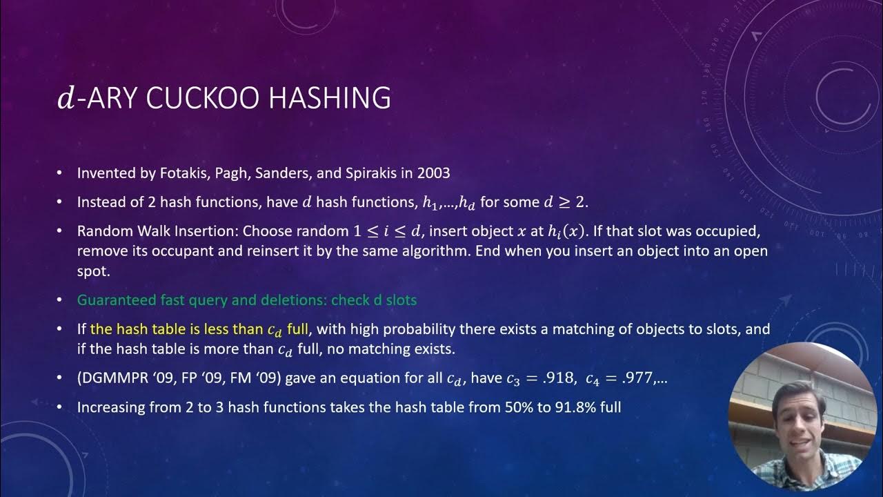 FOCS 2024 1B O(1) Insertion for Random Walk d-ary Cuckoo Hashing up to the Load Threshold - YouTube